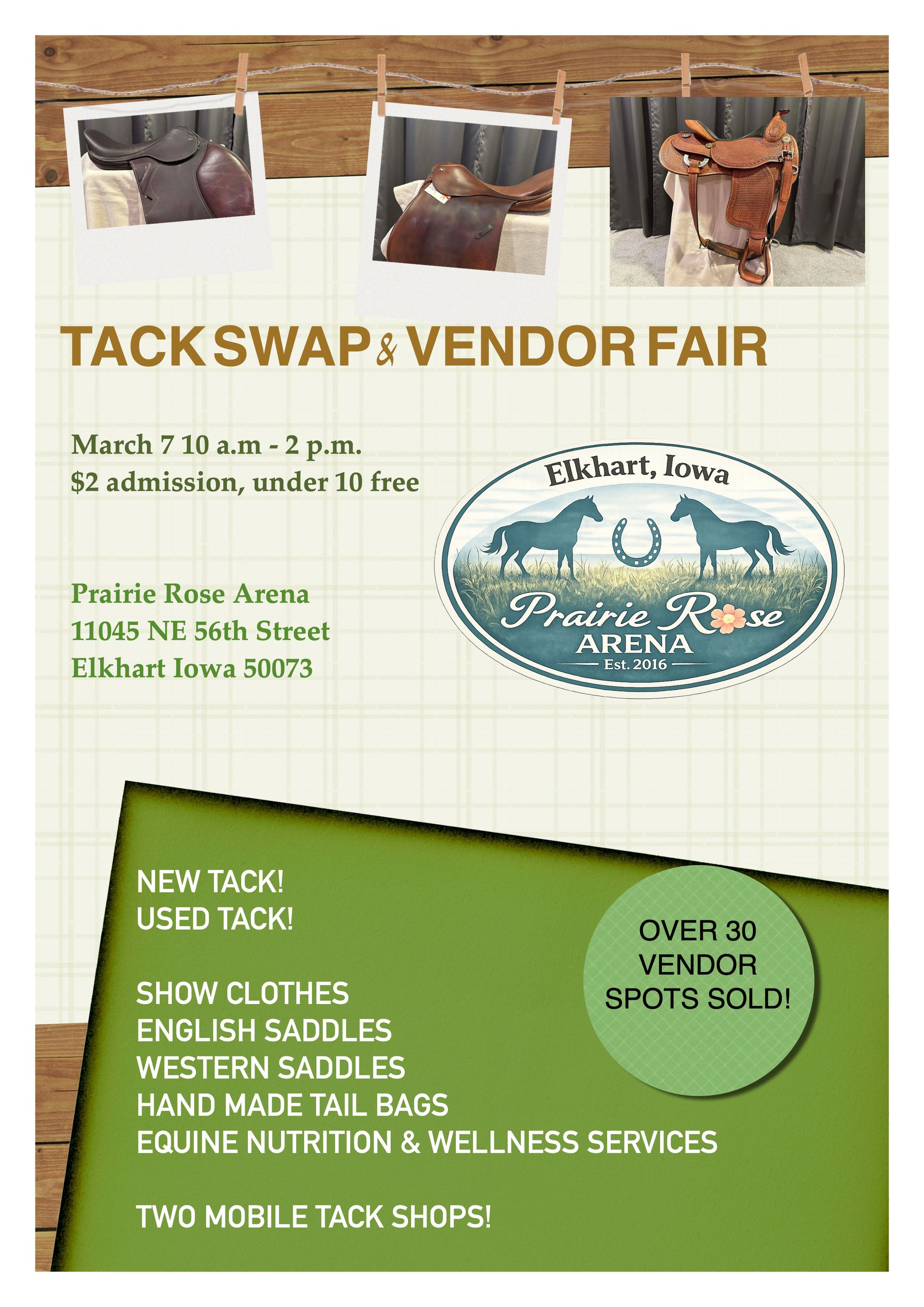 Prairie Rose Arena Tack Swap & Vendor Fair